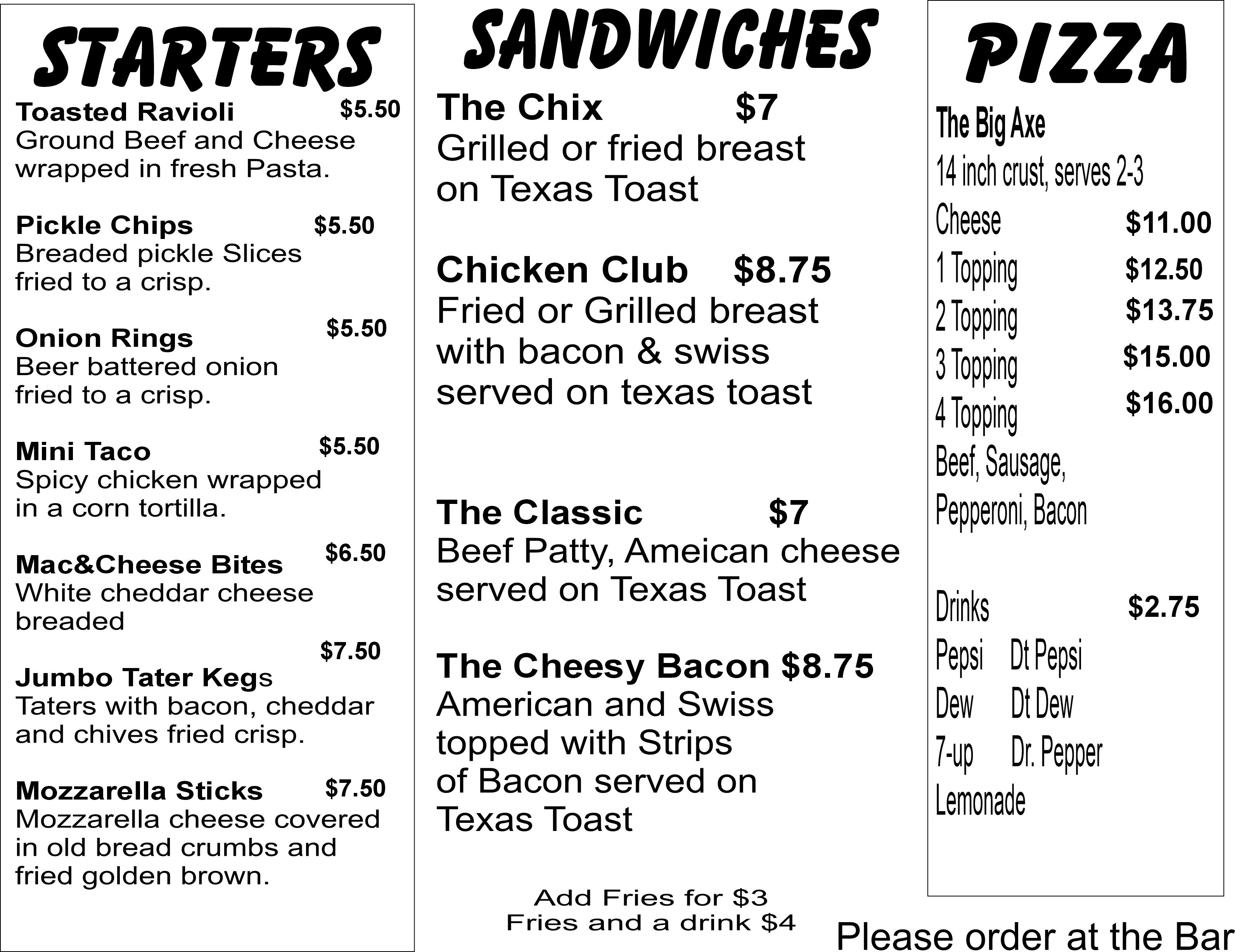 Food Menu – 618 AXE